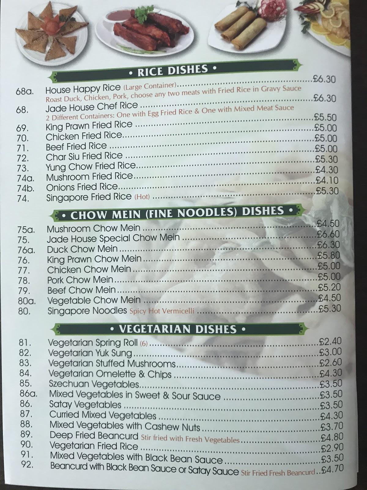 Menu at Jade House Chinese Takeaway fast food, Burton upon Trent