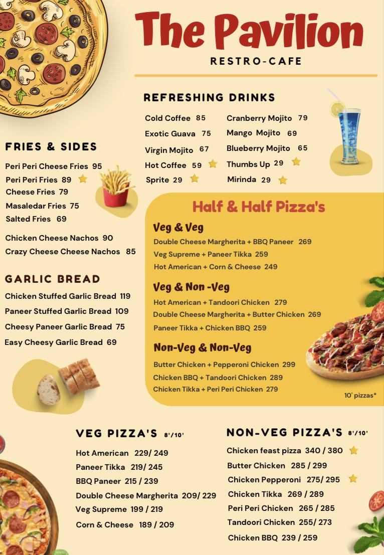 Menu at The Pavilion Restrocafe, Rasayani