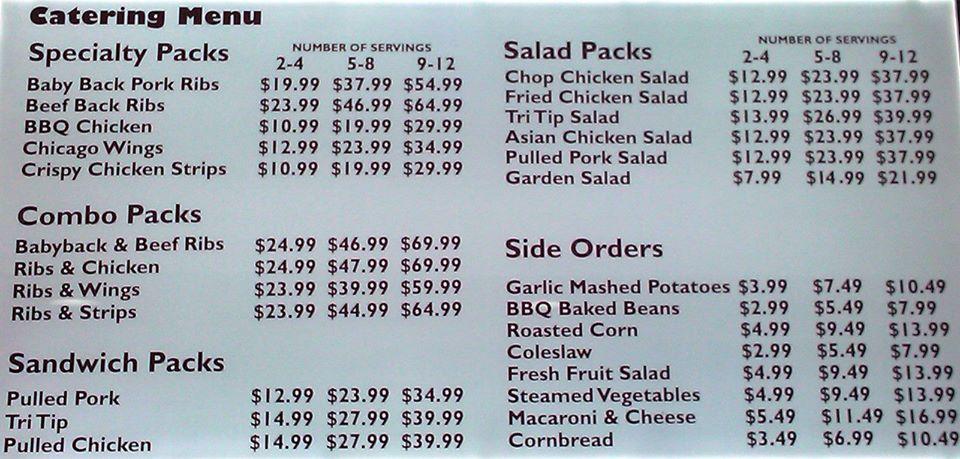 Menu at Chicago For Ribs BBQ, Gardena