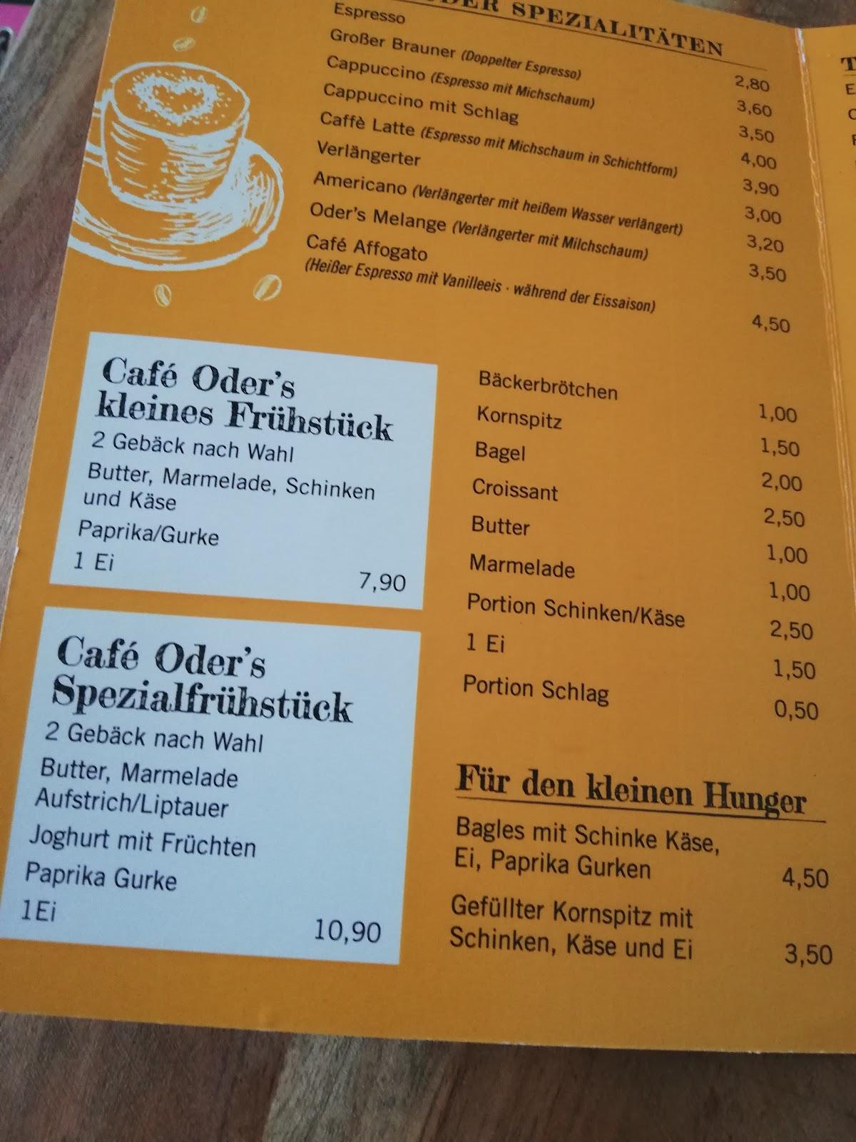 Speisekarte von Cafe' Oder, Losenstein