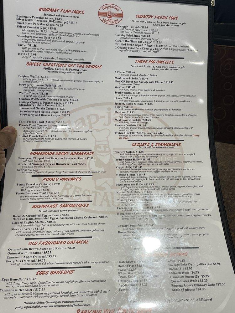 Menu at Flap-Jacks Restaurant, Indianapolis, Madison Ave