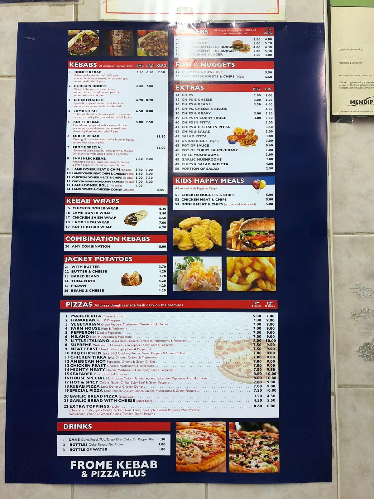Menu at Frome Kebab & Pizza plus restaurant, Frome