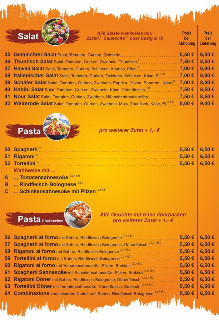 Speisekarte von Habibi Döner Pizzahaus, Bebra
