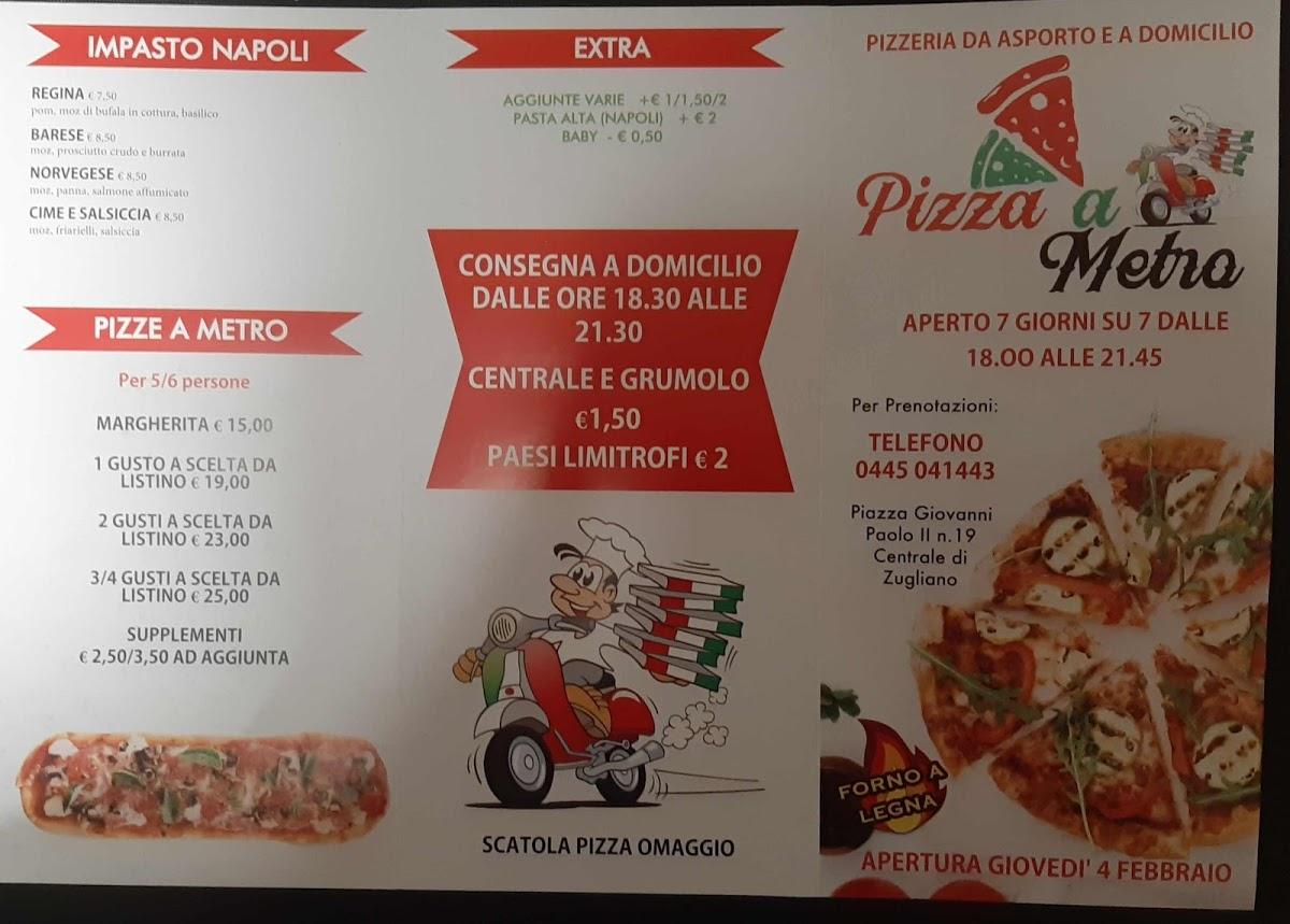 Menu at Pizzeria " PIZZA A METRO", Zugliano