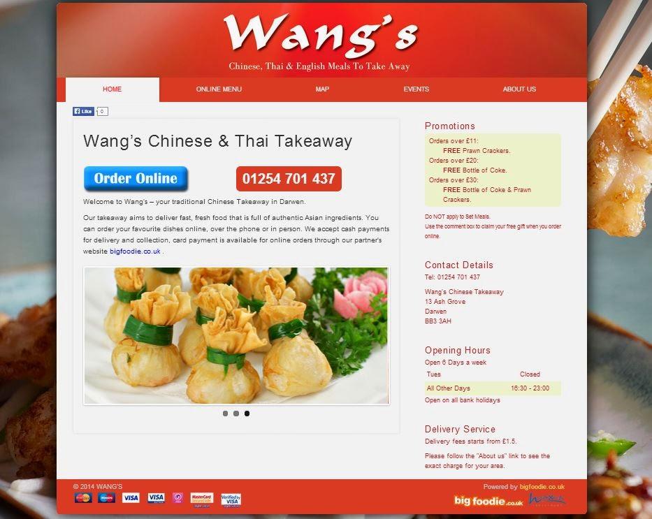 Menu at Wang's fast food, Darwen