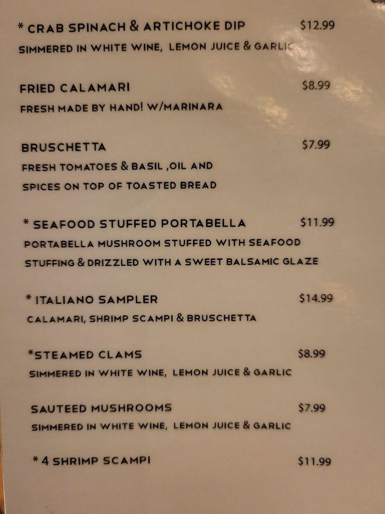 Menu at Cucina Italiana restaurant, Mesquite