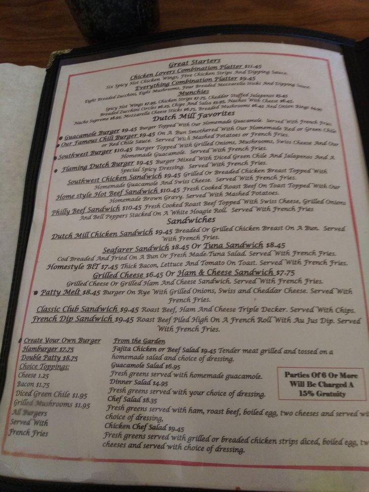 Menu at Dutch Mill Cafe & Bar, Antonito