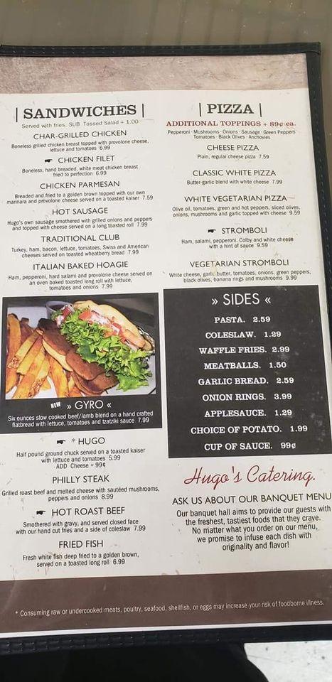 Menu at Hugo's Restaurant & Catering, Centerville