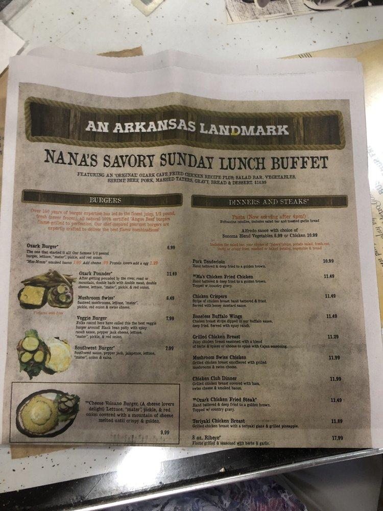 Menu at Ozark Cafe, Jasper, 107 E Court St