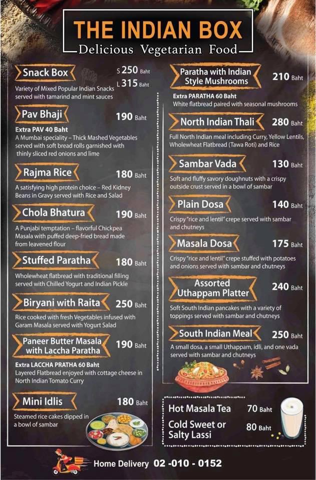 Menu at The Indian Box restaurant, Bangkok, Krung Thep Maha Nakhon ...