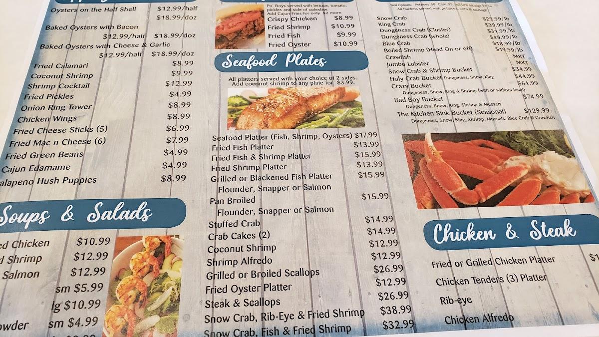 Menu at Holy Crab steakhouse, Universal City