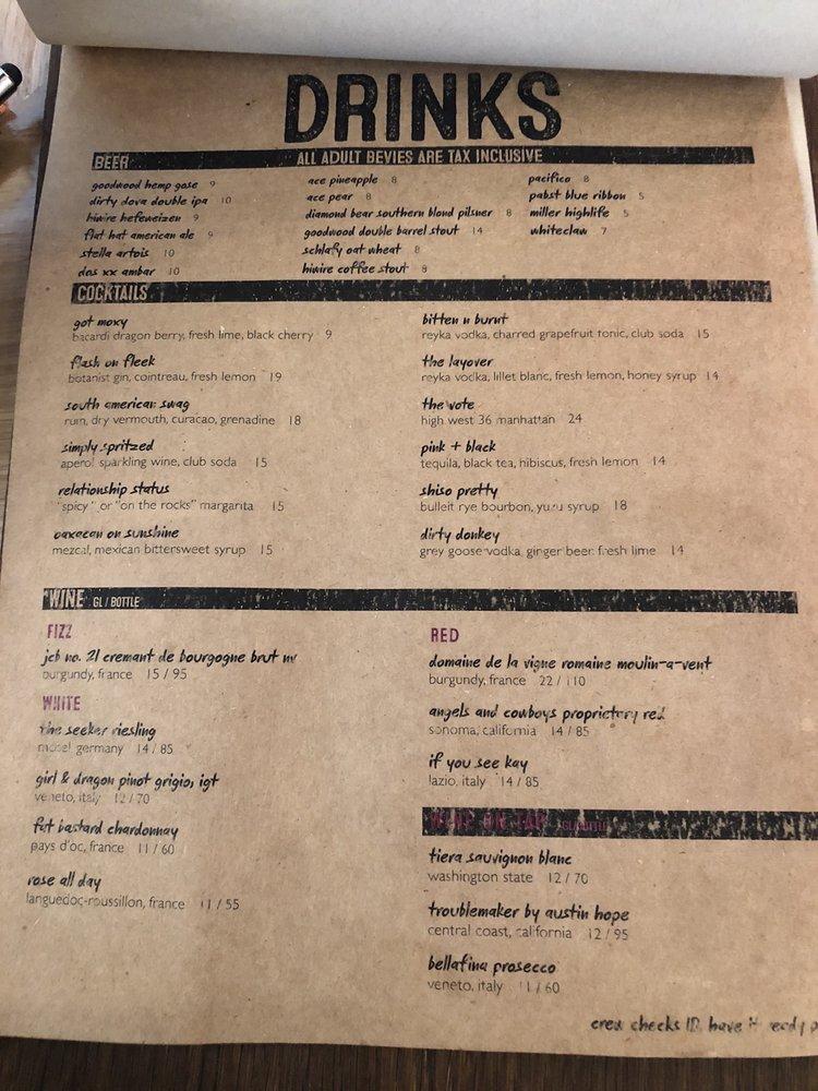 Menu at MOXY Memphis Downtown pub & bar, Memphis