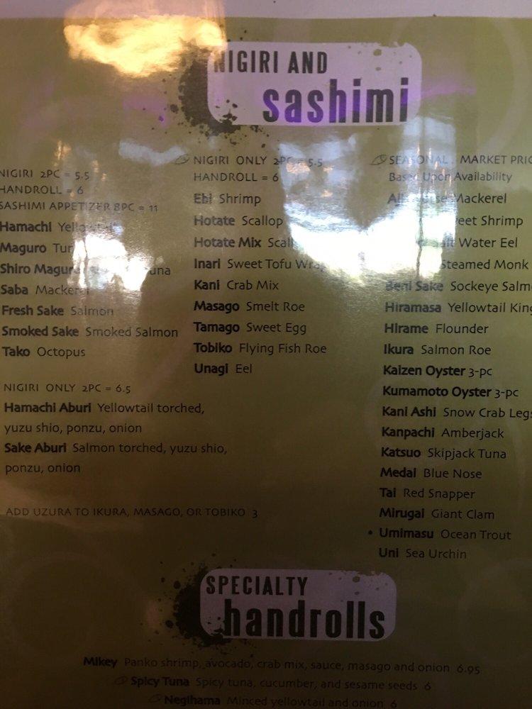 Menu at Mikuni Folsom restaurant, Folsom