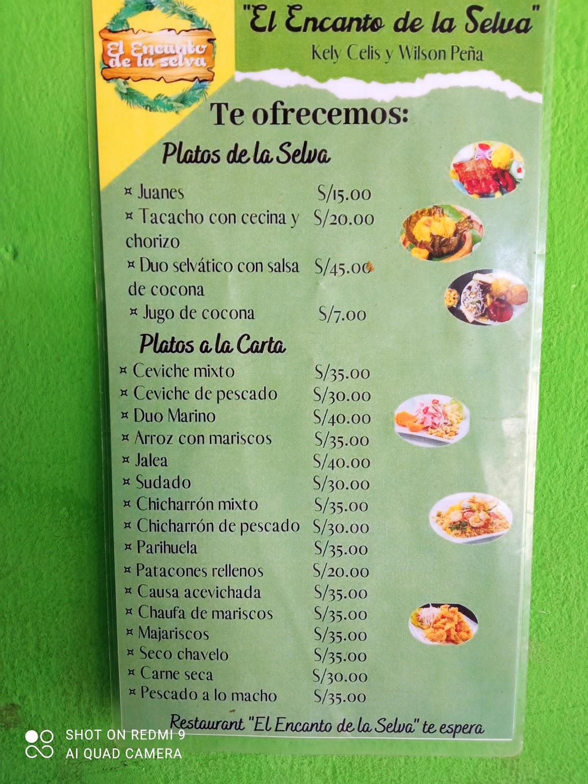 Menu at Restaurante El encanto de la selva, Organos