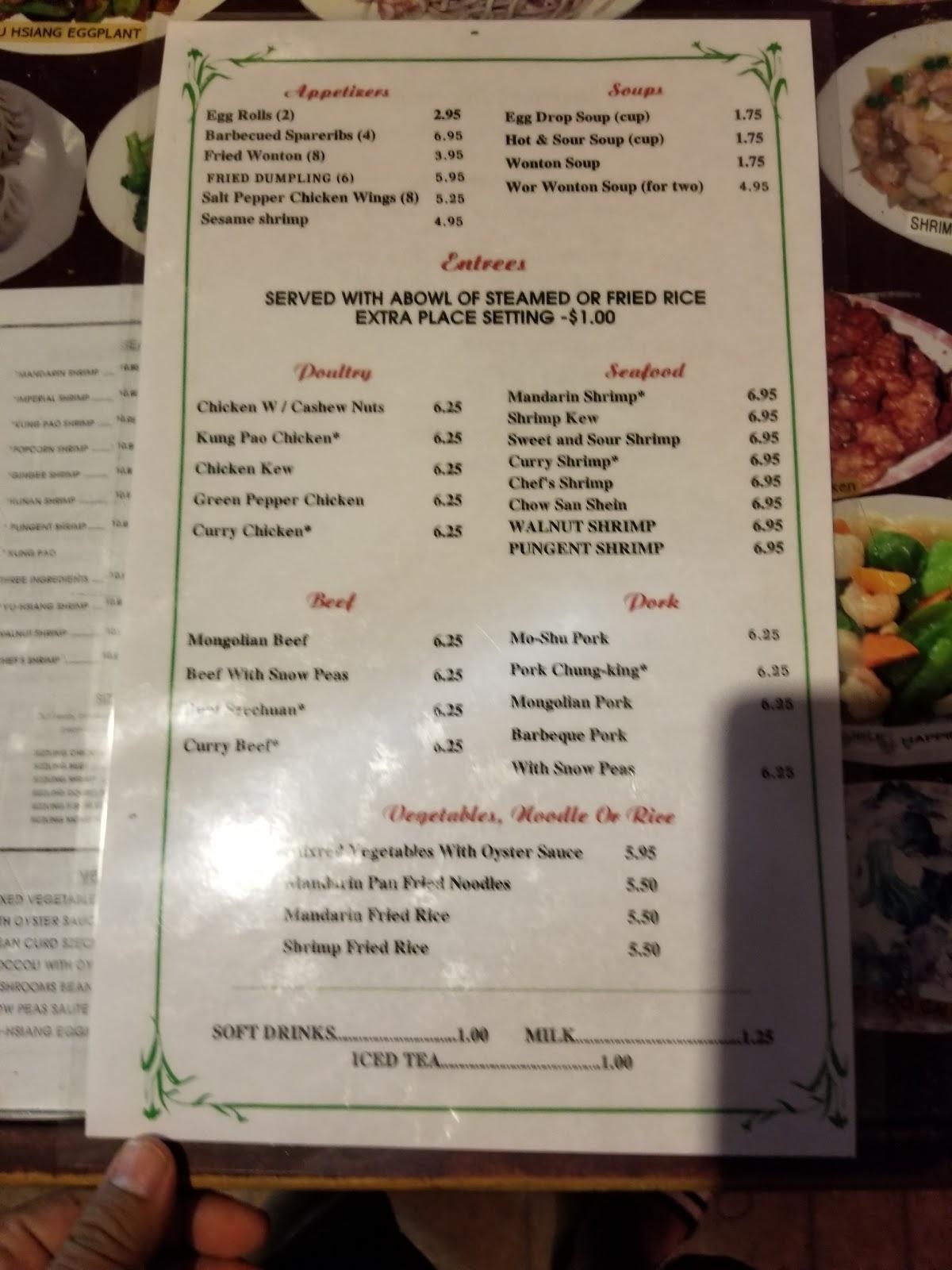 Menu at Rising Dragon Chinese Restaurant, San Diego