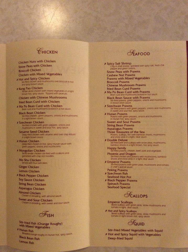 Menu at New Garden Restaurant, Pullman