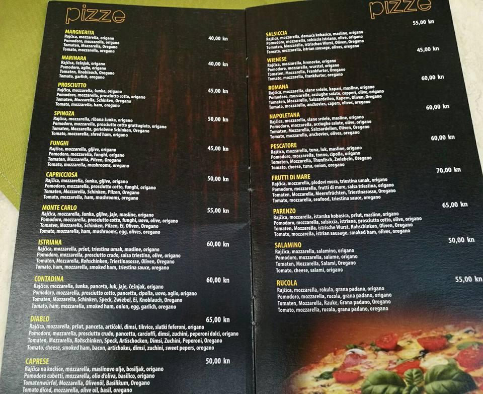 Menu at DIABLO PIZZERIA BISTRO, Poreč