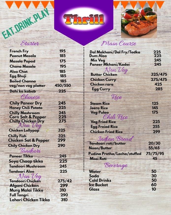 Menu at Thrill, Gurugram, Shop No.Sco21