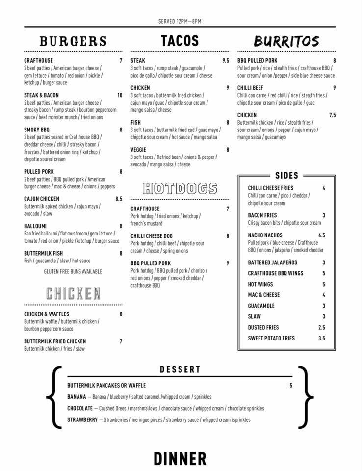Menu at Northern Crafthouse pub & bar, Whitefield