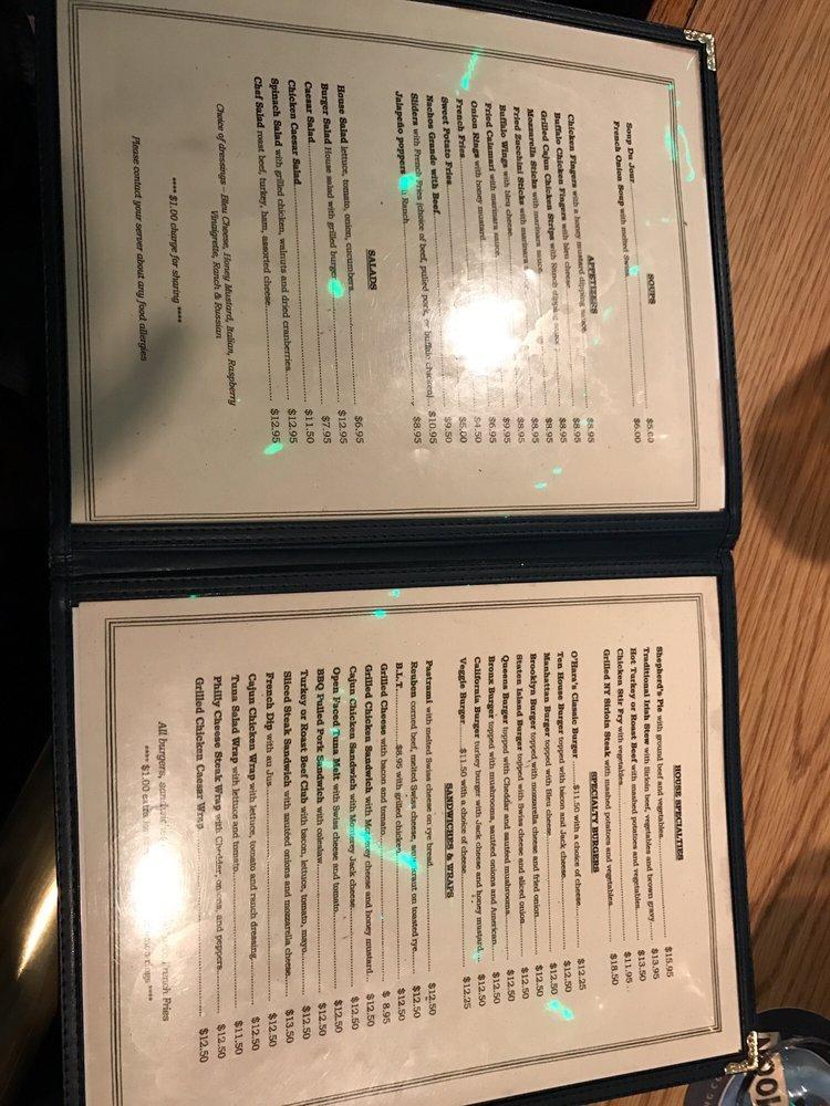 Menu at O'Hara's Restaurant and Pub, New York City