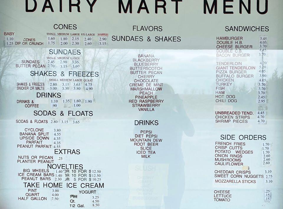 Menu at Dairy Mart restaurant, Ainsworth, Vine Ave