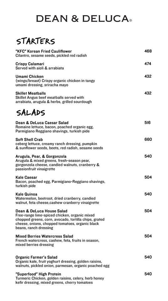 Menu at Dean & Deluca cafe, Makati, Ground Floor Edades Tower