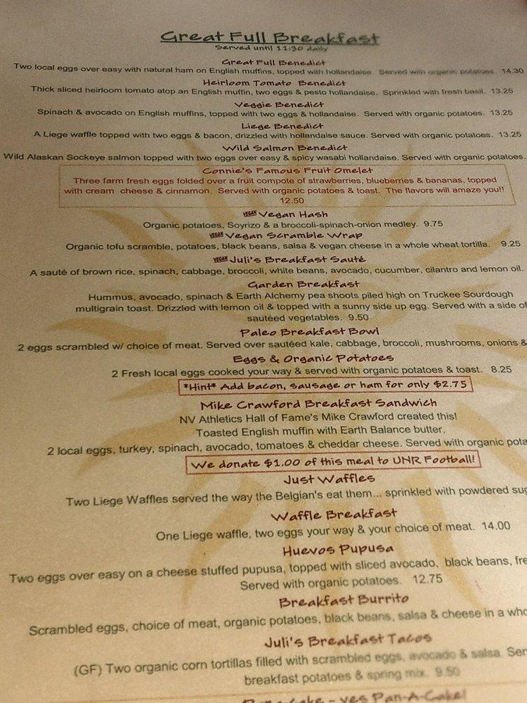 Menu at Great Full Gardens - MIDTOWN restaurant, Reno