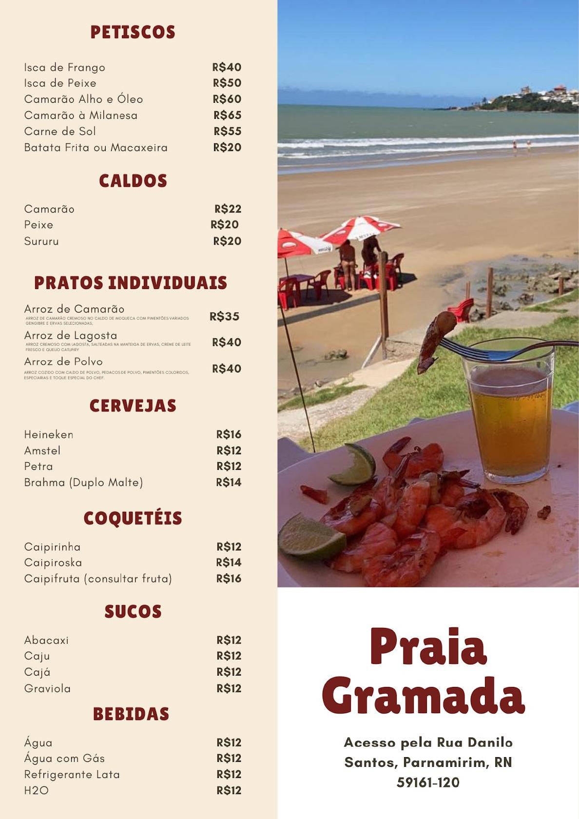 Menu at Praia Gramada pub & bar, Parnamirim