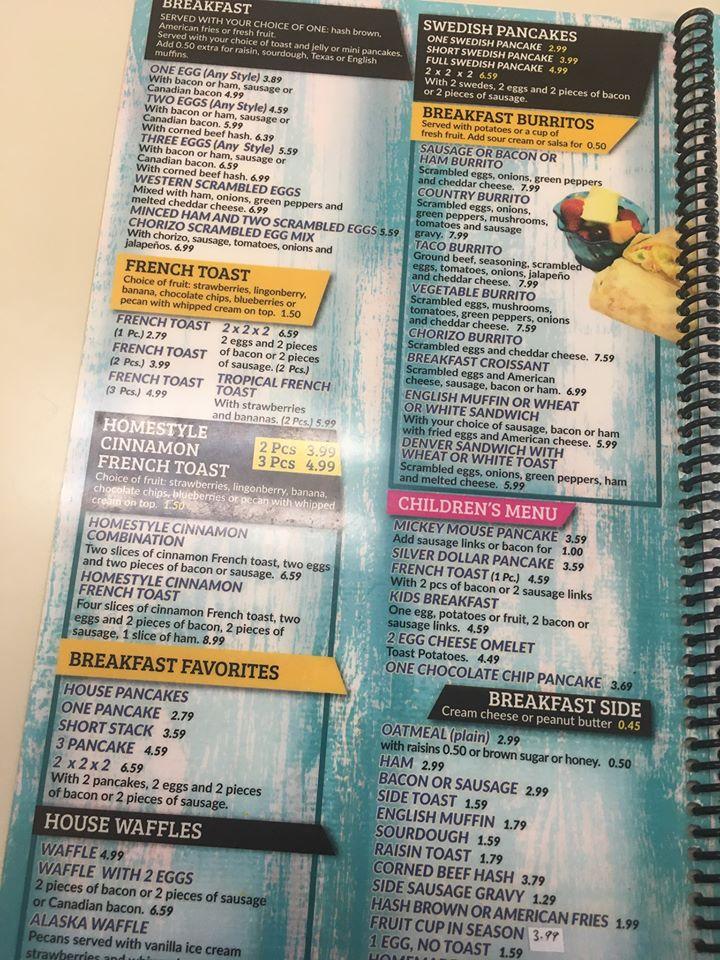 Menu at Riverside family restaurant, Rockford