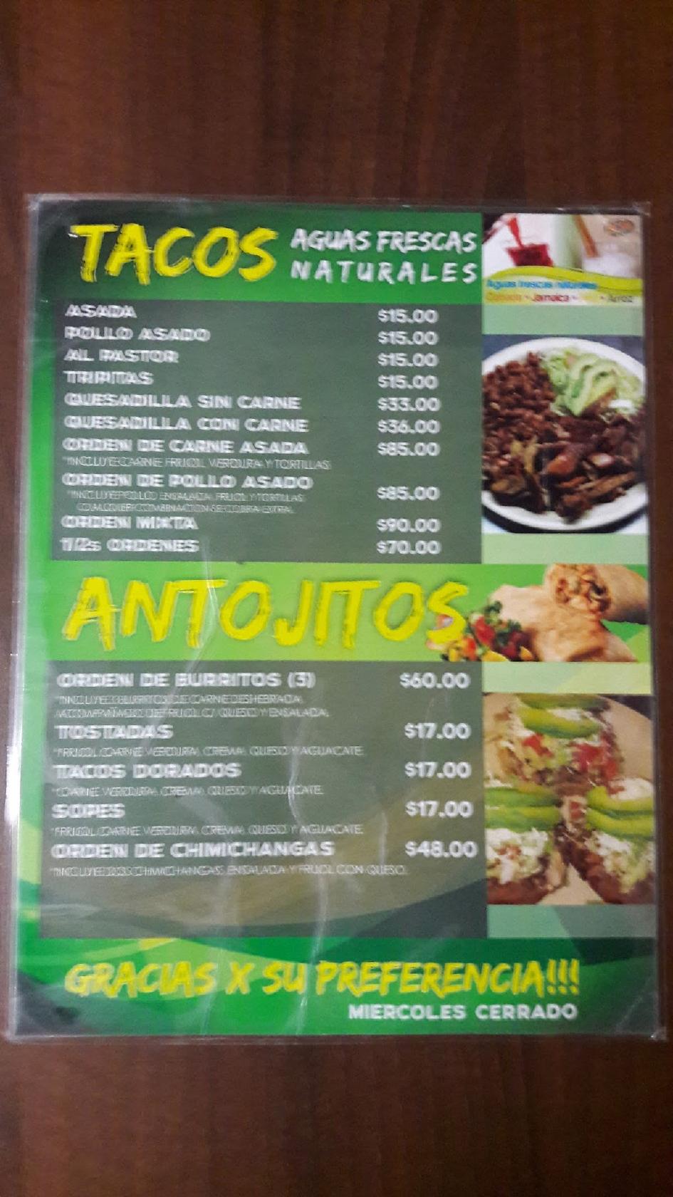 Menu at Tortas & Tacos BON restaurant, San Luis Río Colorado