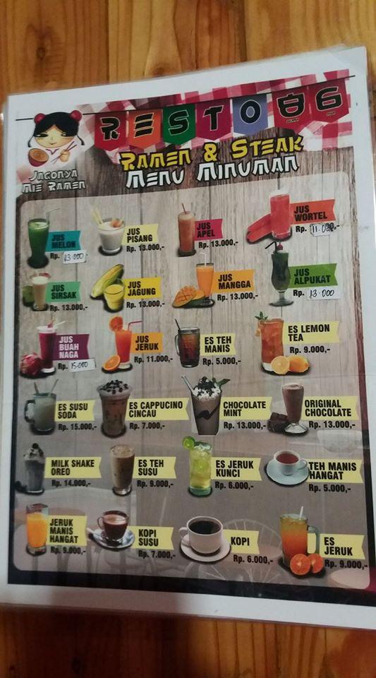 Menu at Resto86 Ramen & Steak restaurant, Sungai Liat