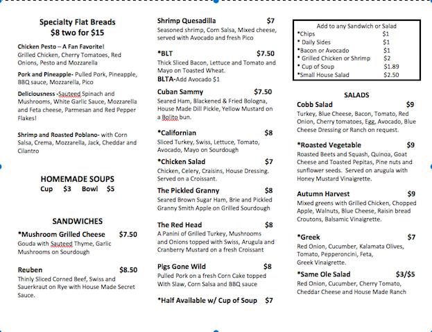Menu at The DayMaker Cafe, Camden