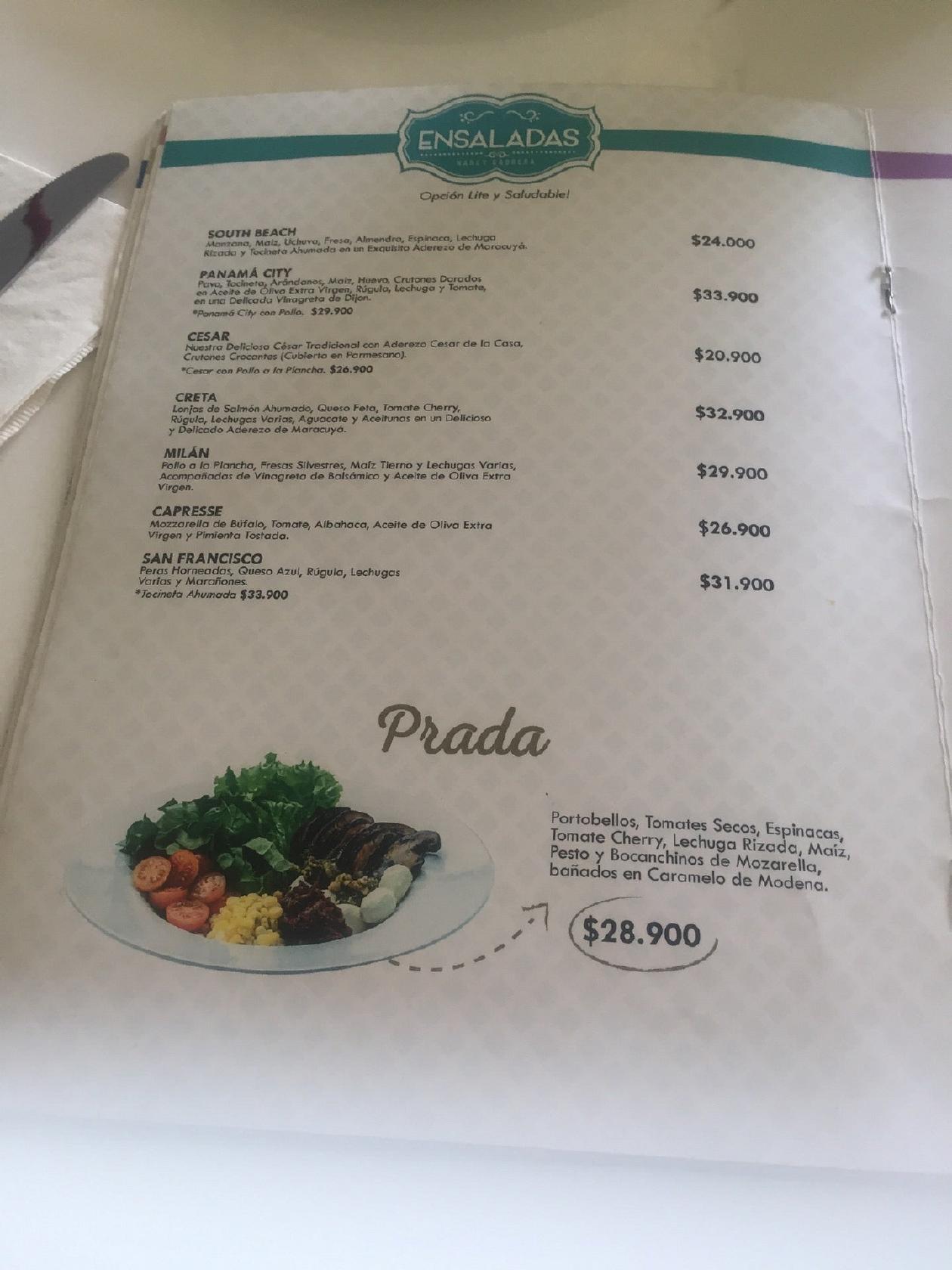 Carta de Nancy Cabrera Restaurante Repostería, Barranquilla