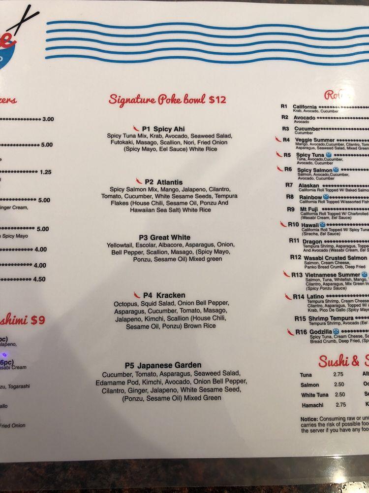 Carta del restaurante Poke Stop, Fort Worth