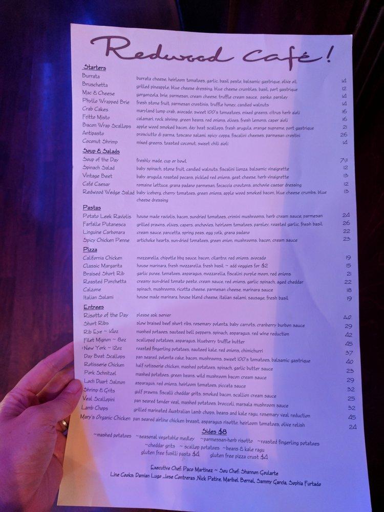 Menu at Redwood Café pub & bar, Modesto, Dale Rd