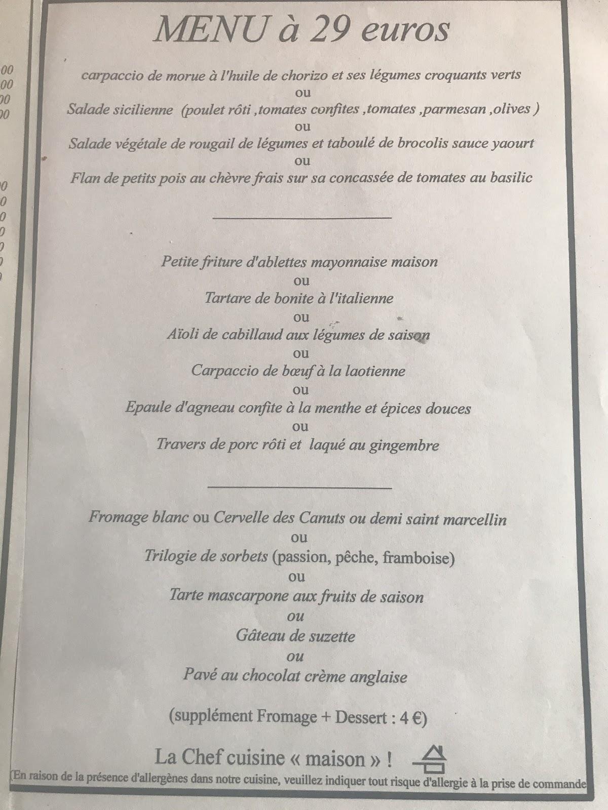 Menu au La Maison Bleue restaurant, Trévoux