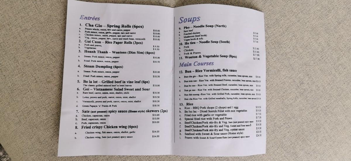 Menu at Little Vietnam 504 restaurant, Hampton