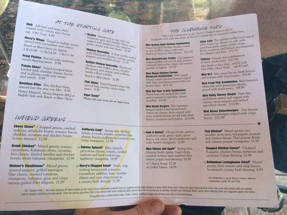 Menu at Malone's Hamburg restaurant, Lexington, Pleasant Ridge Dr