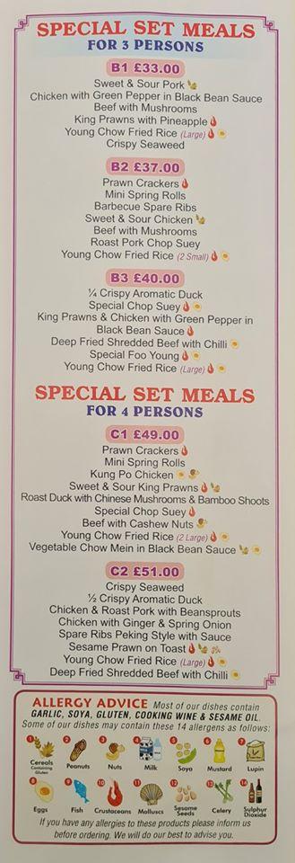 Menu at Ocean City fast food, Weymouth