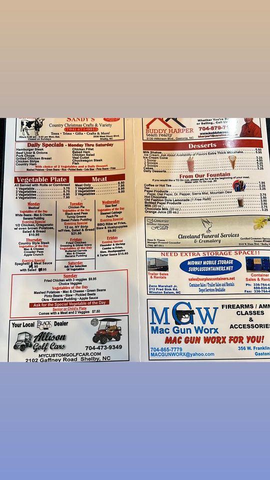 Menu at Snack Shop Family Restaurant, Boiling Springs