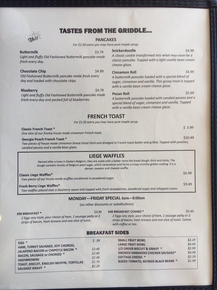Menu at Baja Cafe on Campbell, Tucson