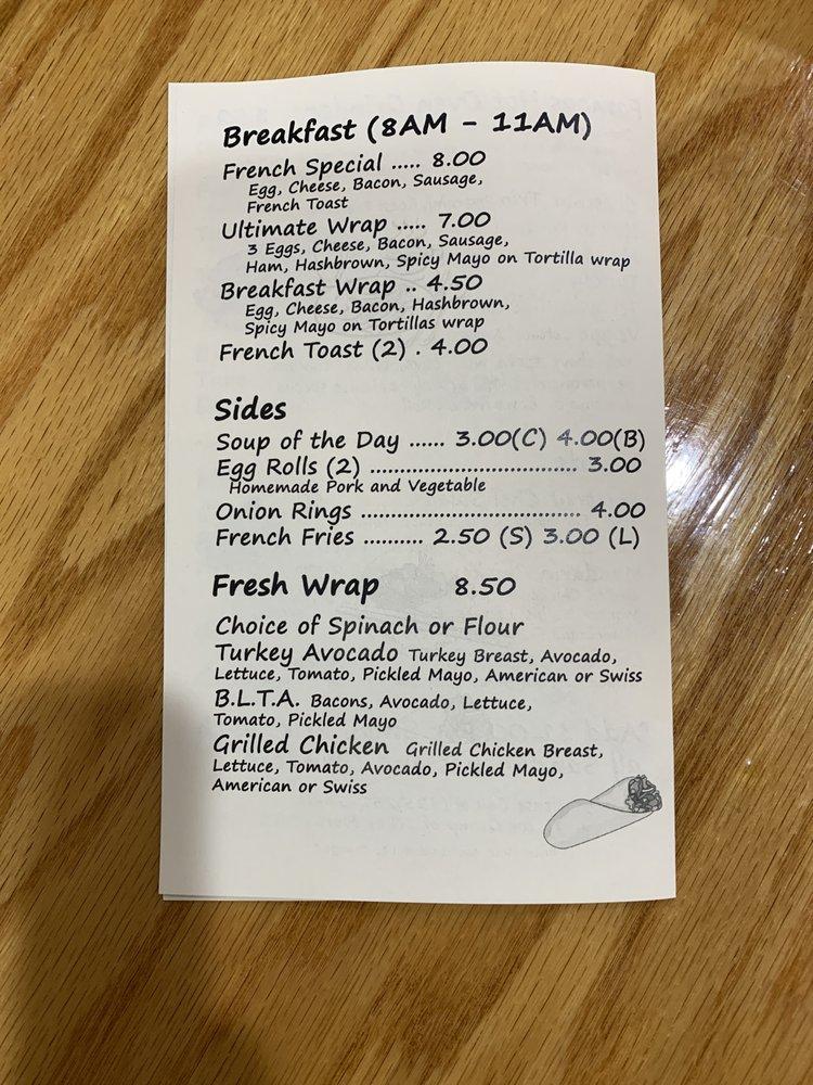 Menu at Chestnut Cafe Kent, Kent