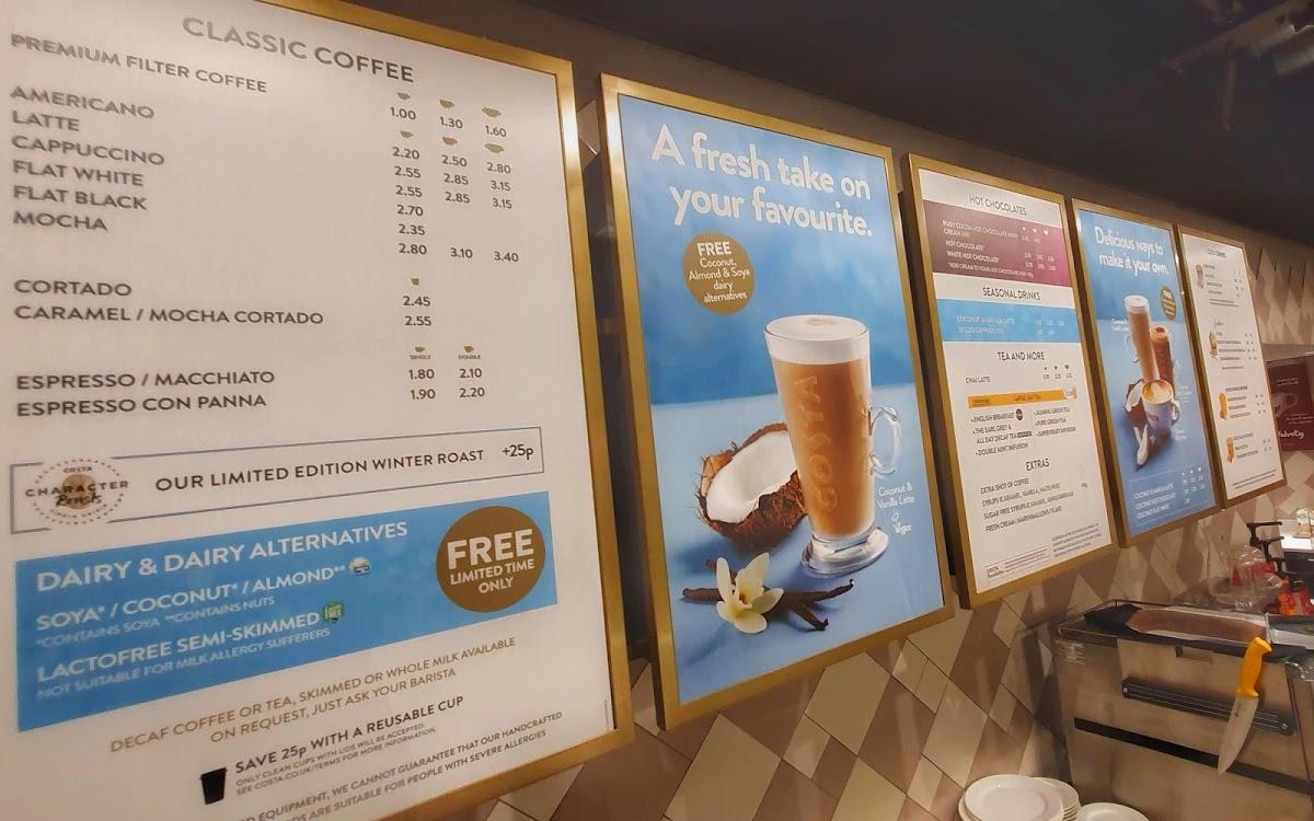 Menu at Costa Coffee, Caerphilly, Crossways