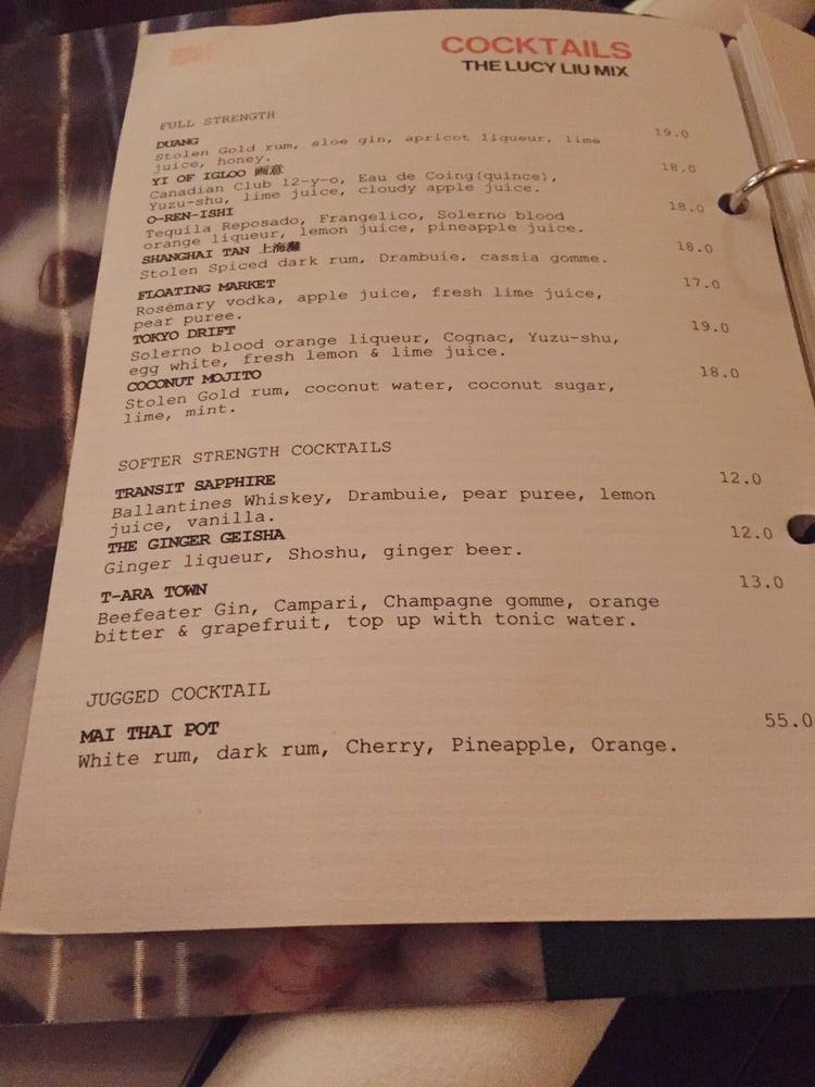 Menu at Lucy Liu Kitchen and Bar, Melbourne
