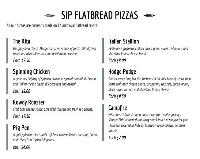 Menu at The Sip pub & bar, Chillicothe