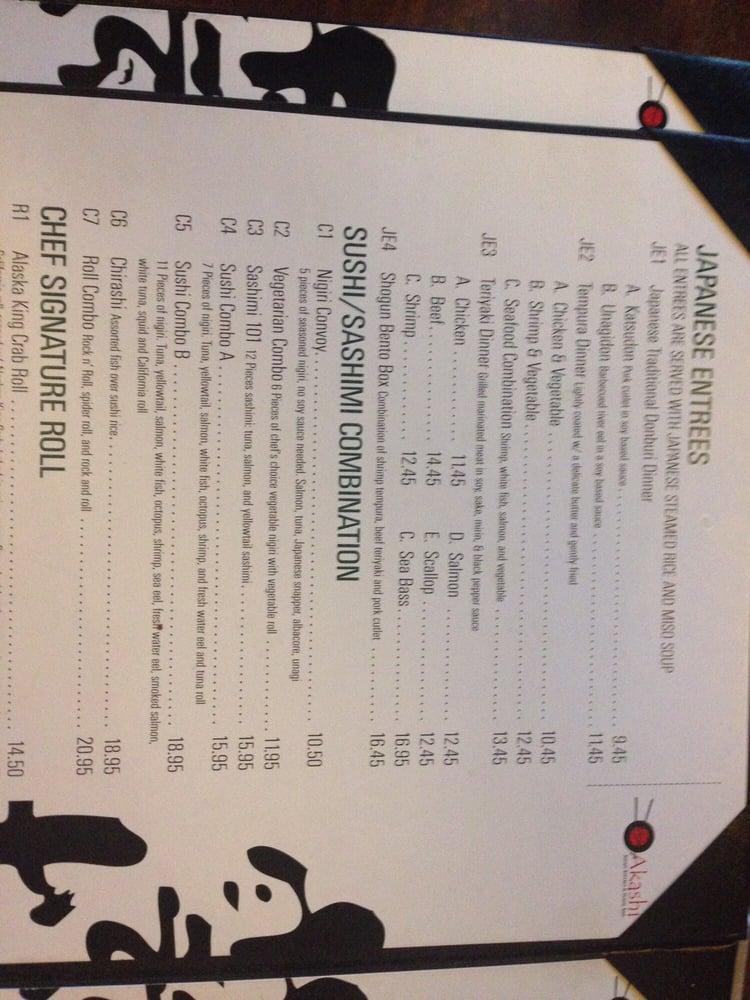 Menu at Akashi restaurant, Conroe
