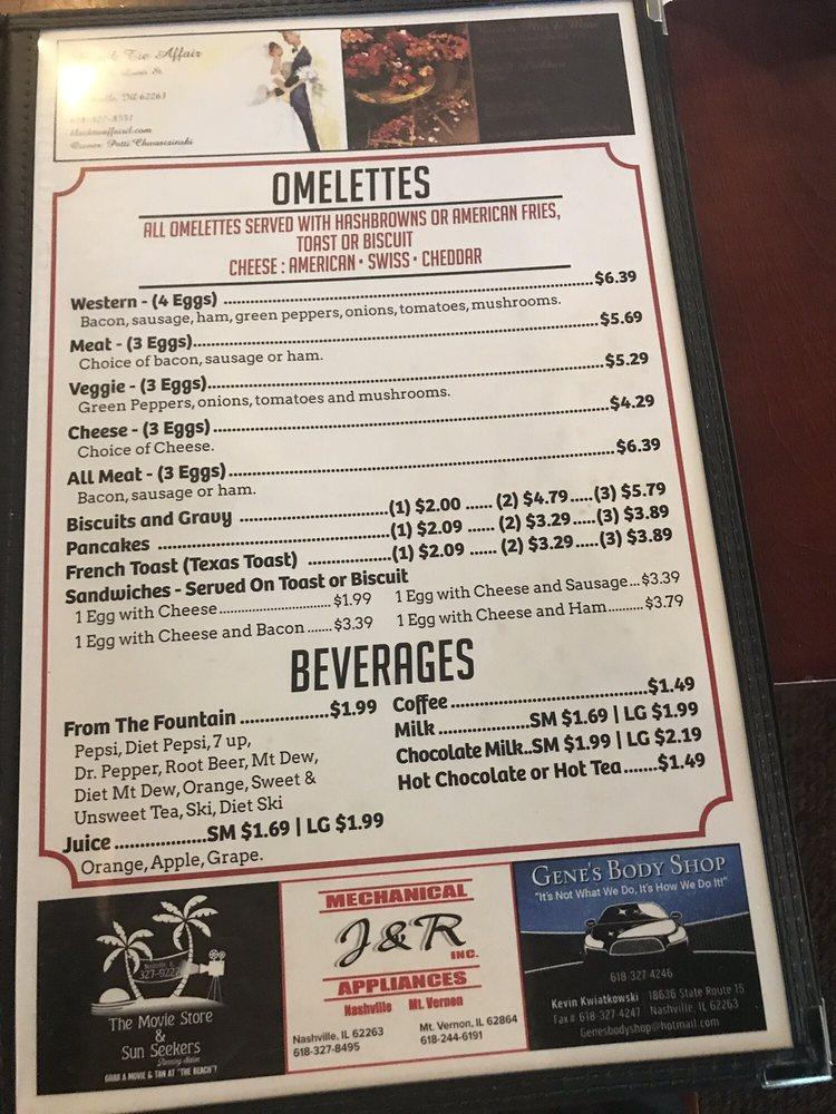 Menu at Bonnie Cafe, Nashville