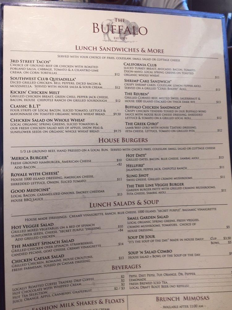 Menu at Buffalo Cafe, Whitefish
