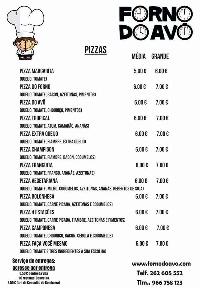 Menu em Forno do Avô restaurante, Bombarral