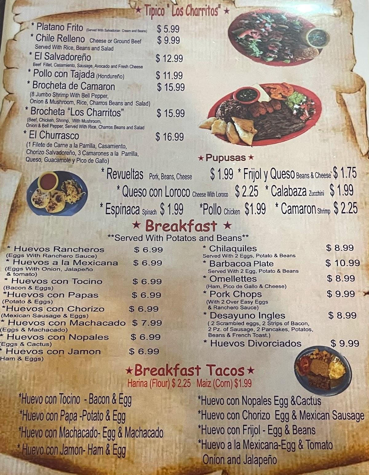 Carta del restaurante Los Charritos Mexican Grill, Rosenberg
